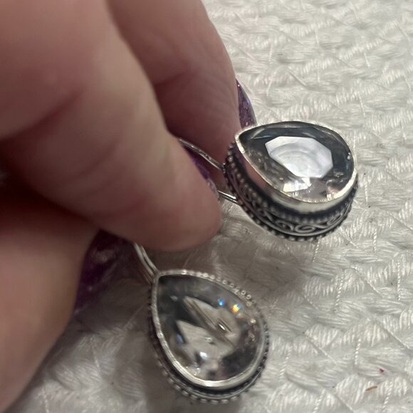 Handmade | Jewelry | Sparkling White Topaz Handmade Sterling 925 Dangle ...